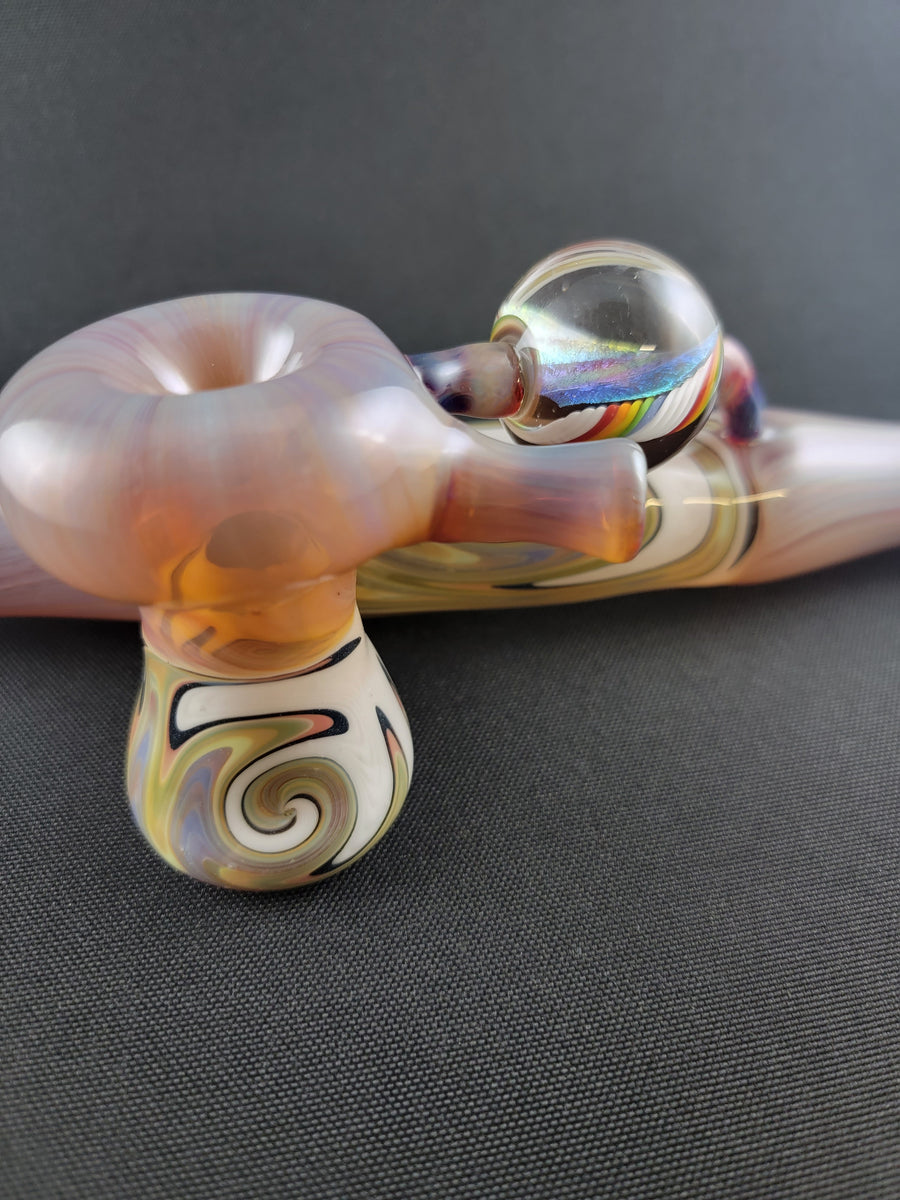 EastWood420 Glass Large White/Tan & Striker Hammer Bowl Pipe – The ...