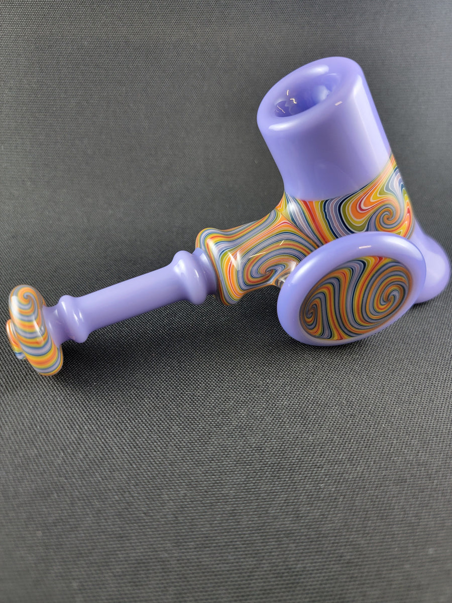 Parison Glass Matte Purple W/ Rainbow Linework Hammer Bowl Pipe – The ...
