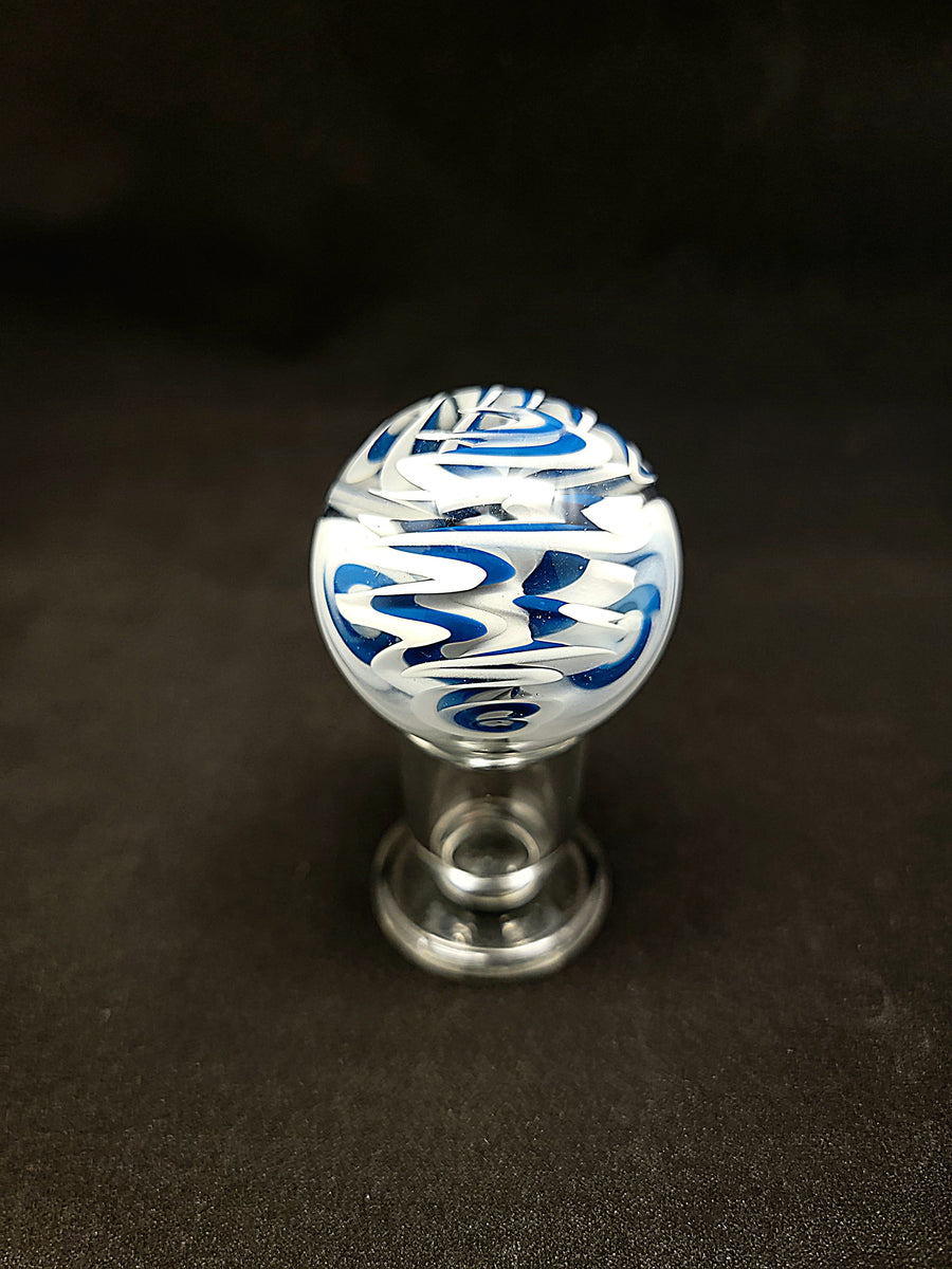 Parison Glass Large Blue & White Wig Wag Marble – The HardKore HeadShop
