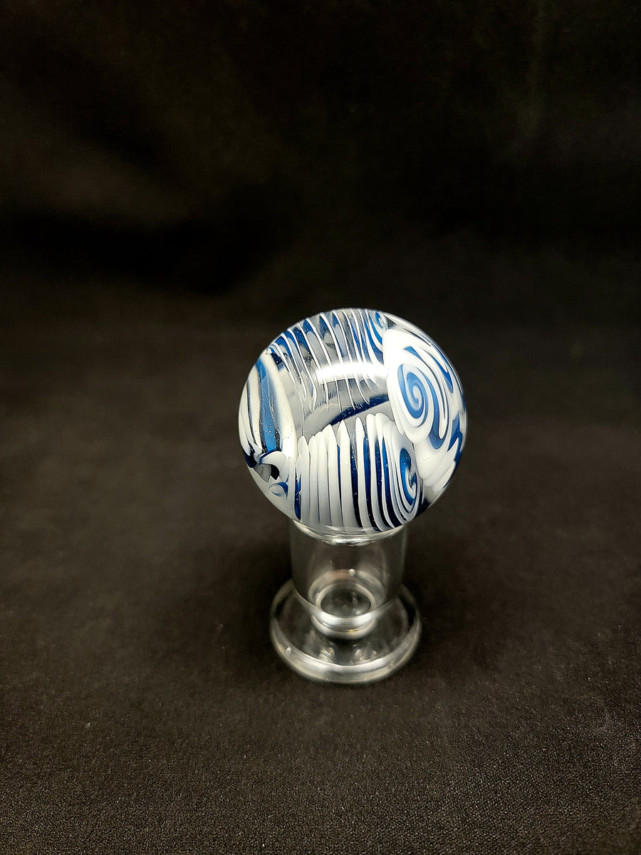 Parison Glass Large Blue & White Wig Wag Marble – The HardKore HeadShop